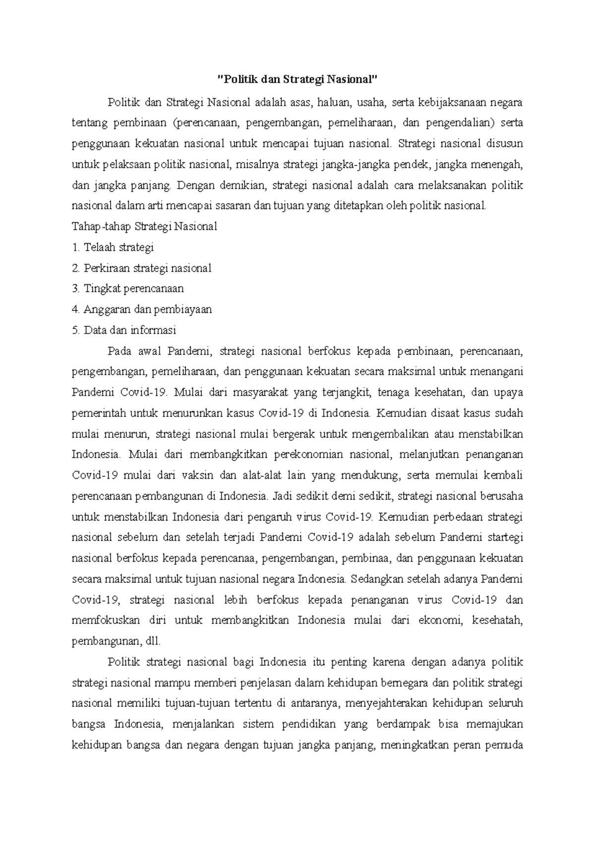 Politik dan Strategi Nasional - "Politik dan Strategi Nasional" Politik ...