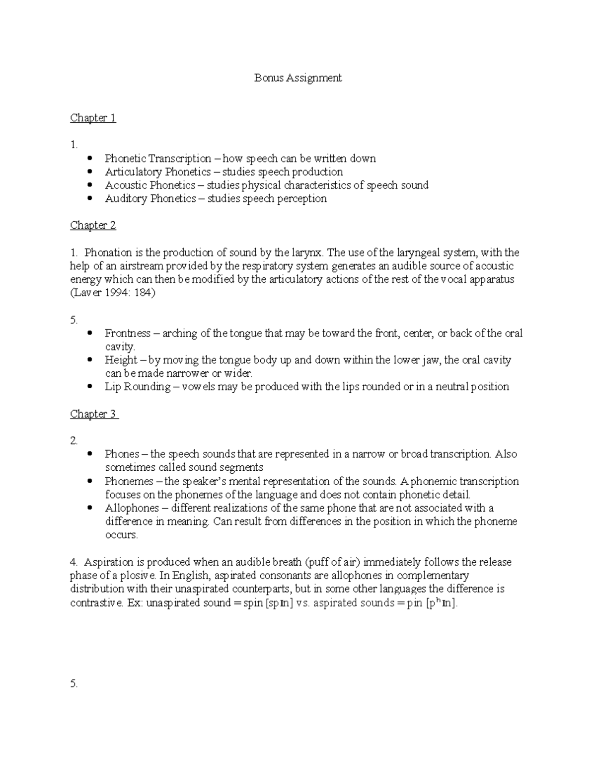 Bonus Assignment - Bonus Assignment Chapter 1 Phonetic Transcription ...