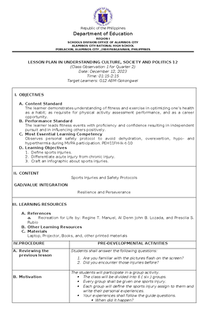 BOW UCSP - Budget time management - Republic of thePhilippines ...