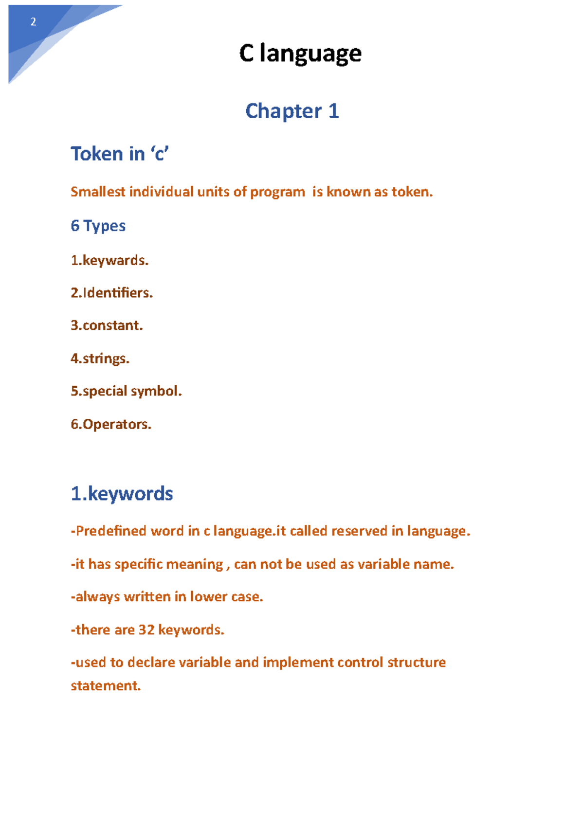 Bkbjk - practice - C language Chapter 1 Token in ‘c’ Smallest ...