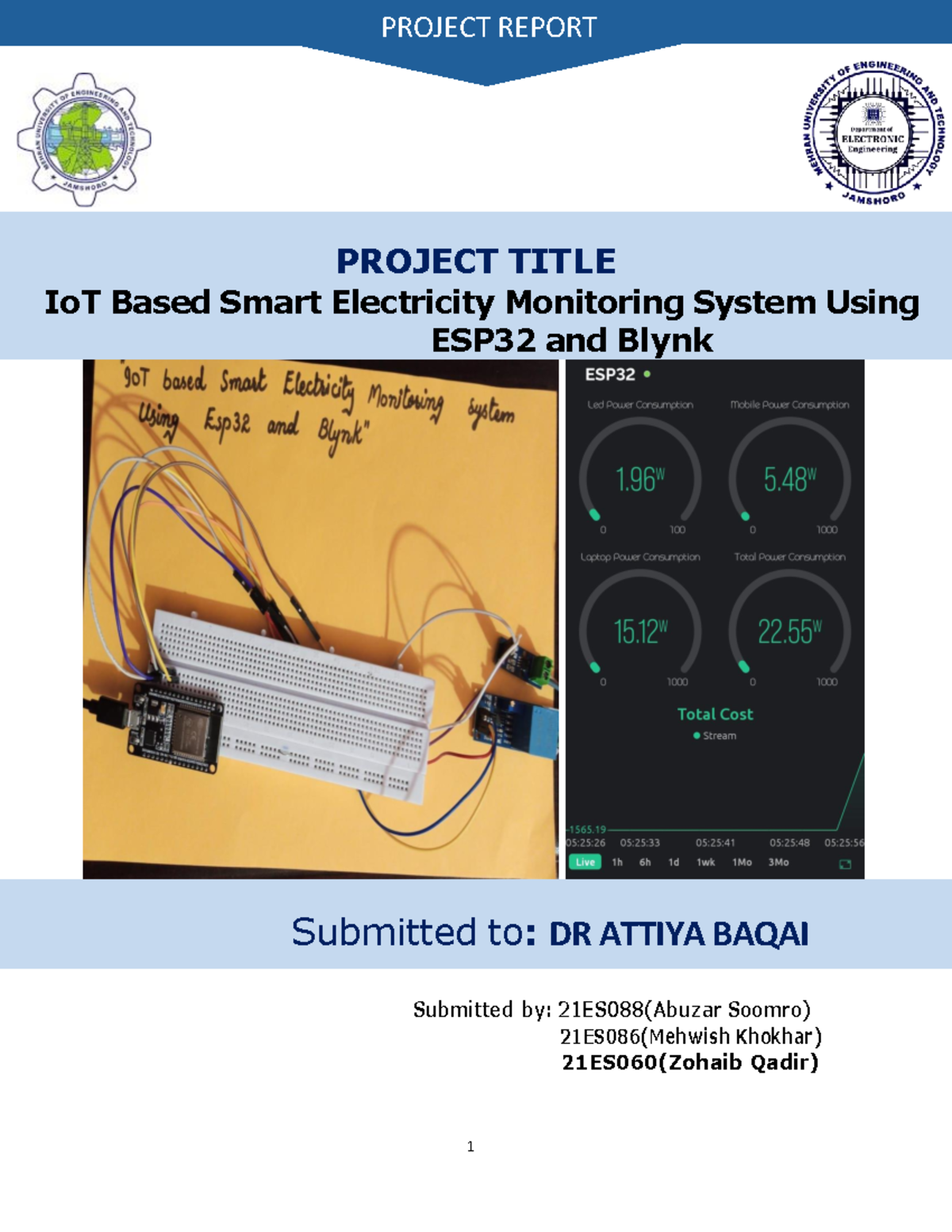 IoT Based Smart Electricity monitoring System using Esp32 and Blynk - PROJECT REPORT PROJECT ...