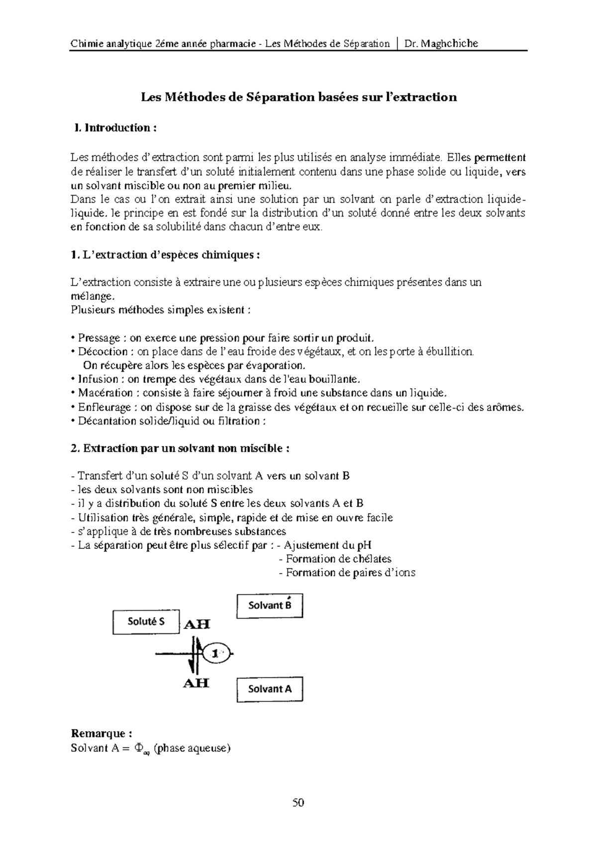 Les methodes de separation basees sur lextraction - Les Méthodes de ...