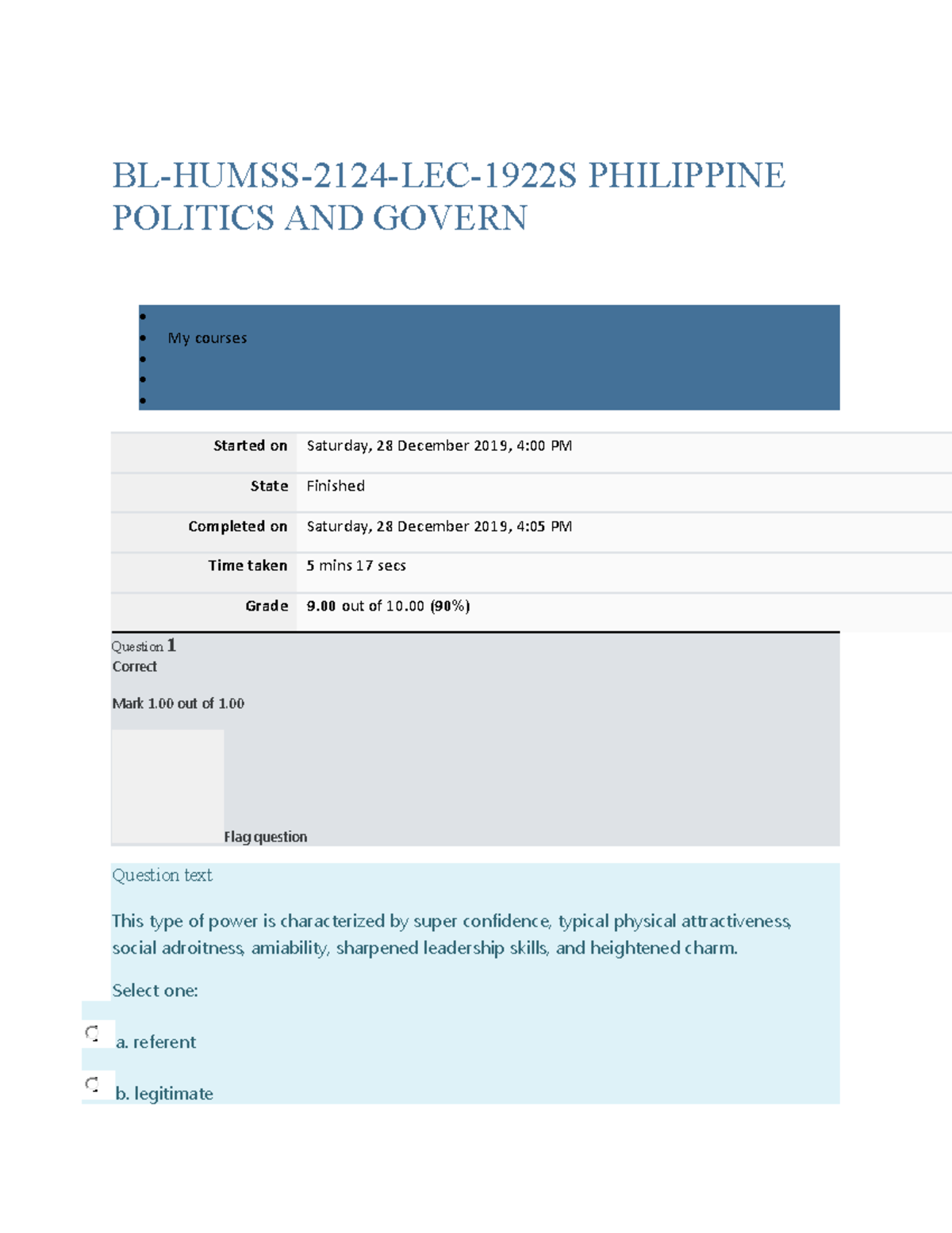Pdfcoffee.com bl-humss-2124docx-pdf-free - BL-HUMSS-2124-LEC-1922S PHILIPPINE POLITICS AND ...