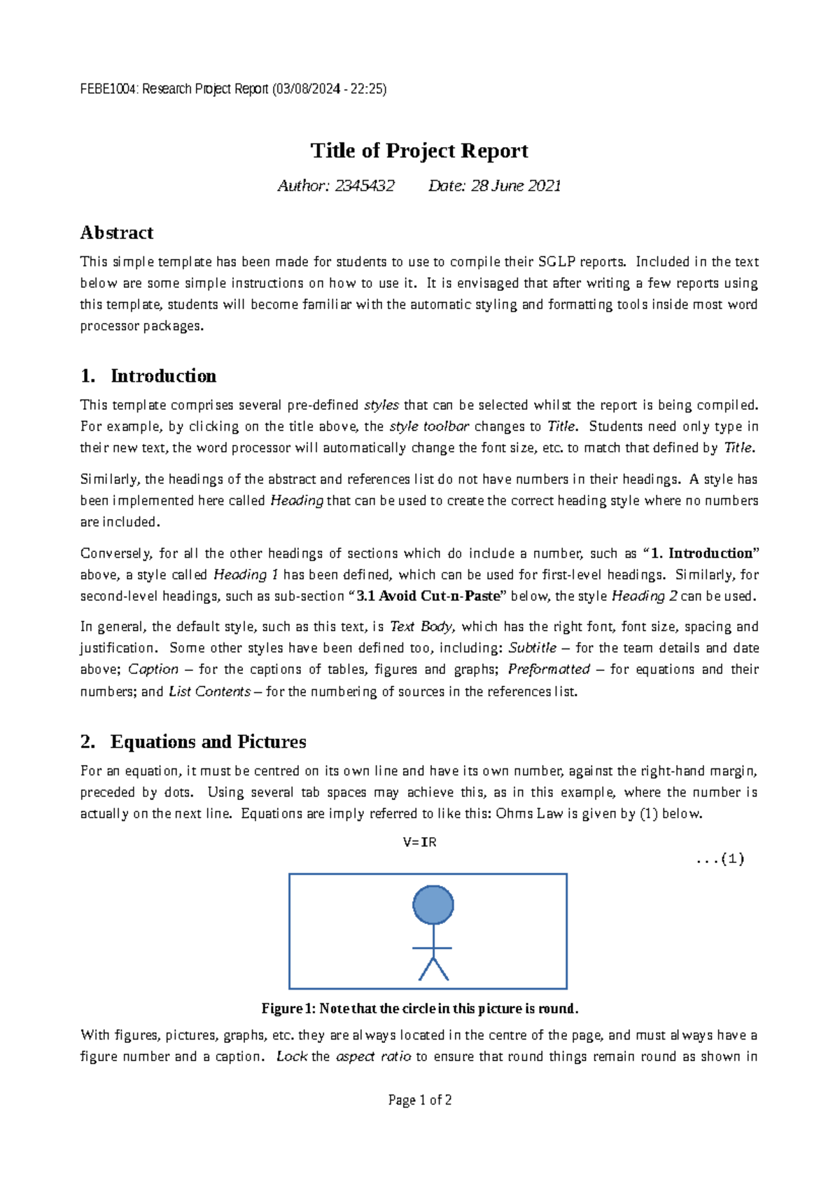 Report Template - FEBE1004: Research Project Report (03/08/2024 - 22:25 ...