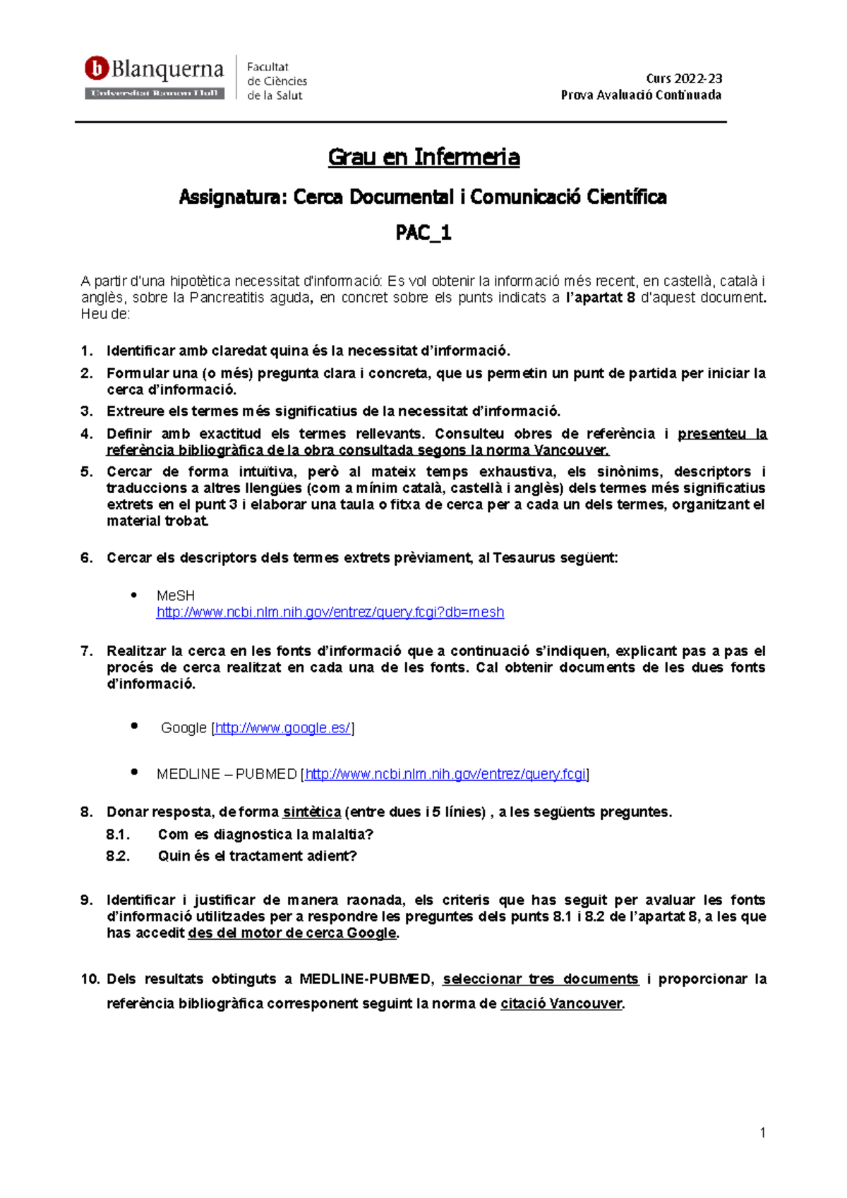 Guia PAC 1 INF 2223 - Pac - Curs 2022- Prova Avaluació Continuada Grau en Infermeria Assignatura ...
