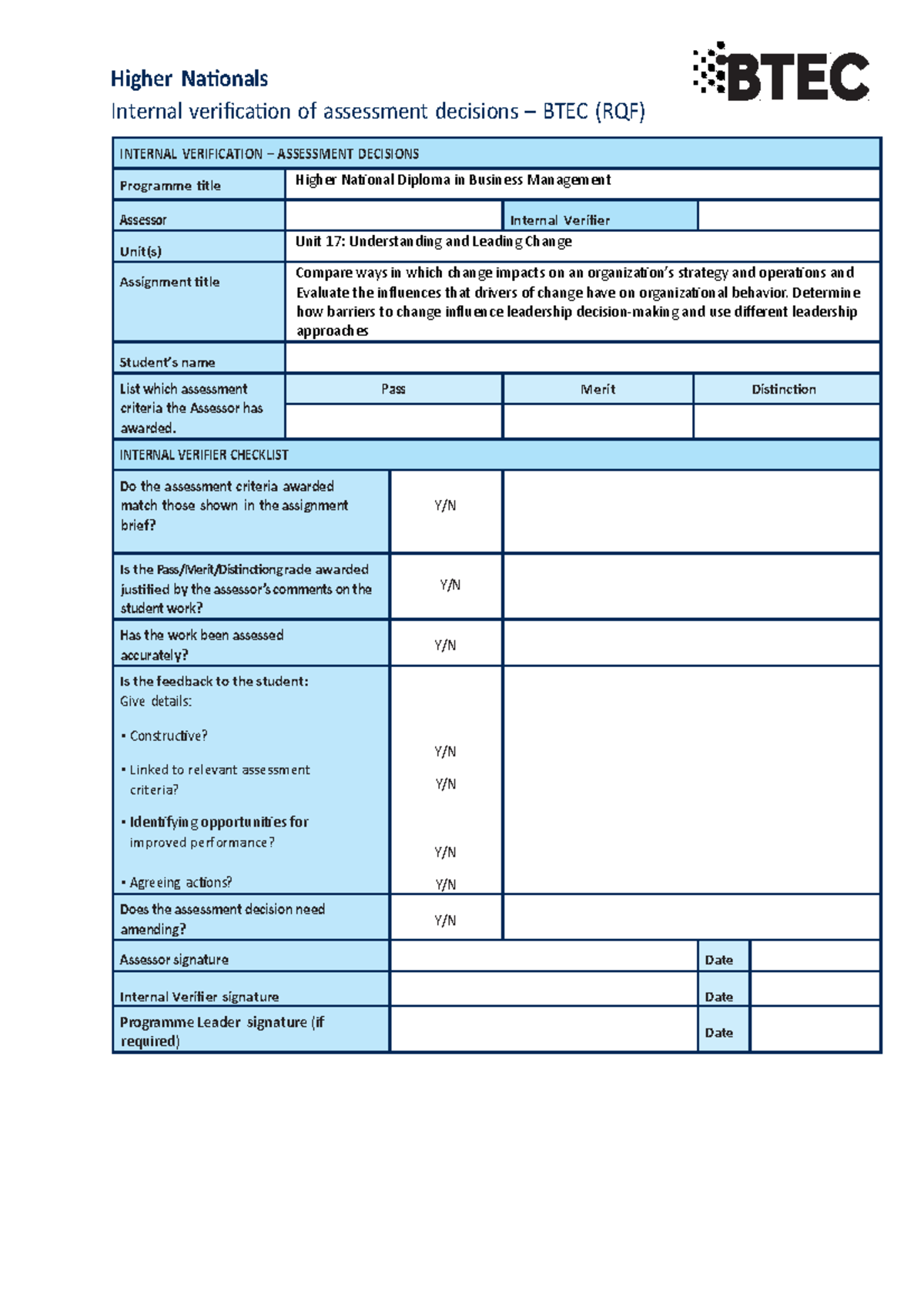 -Unit 17 ULC Assignment - Higher Nationals Internal verification of ...