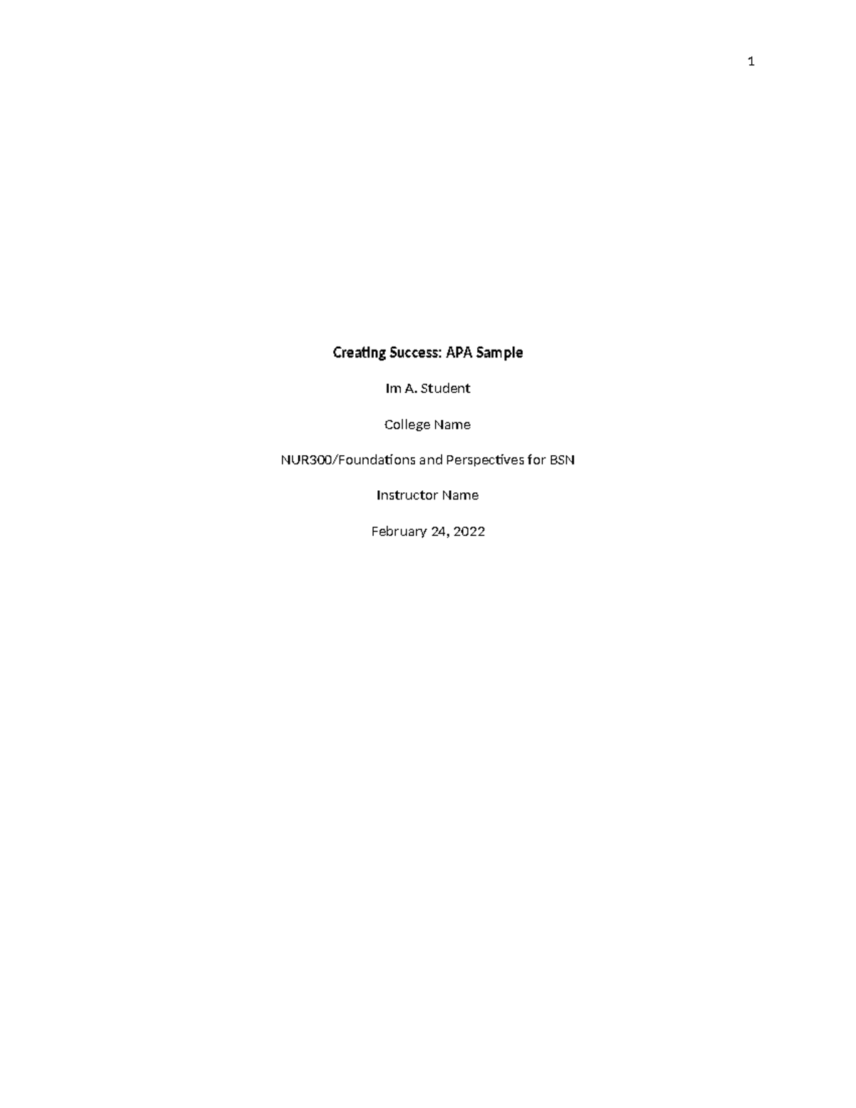 APA Sample Paper-Template 7th Edition - Creating Success: APA Sample Im ...