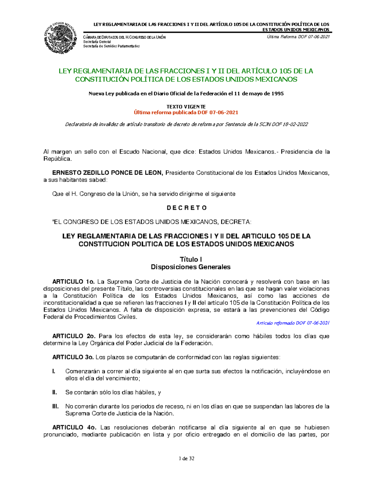 LRFIy II Art105 - Ley - ESTADOS UNIDOS MEXICANOS C¡MARA DE DIPUTADOS DEL H. CONGRESO DE LA UNI”N ...