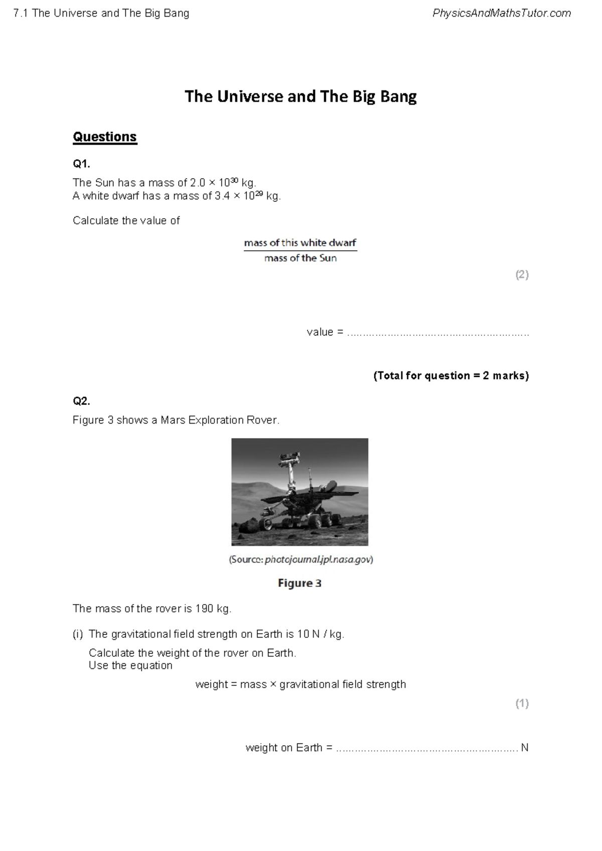 7.1 The Universe and The Big Bang - The Universe and The Big Bang ...