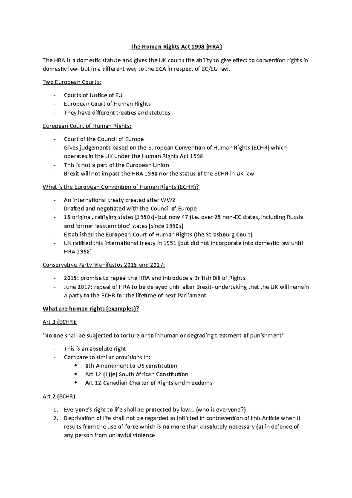 The Human Rights Act 1998 - Two European Courts: Courts of Justice of ...