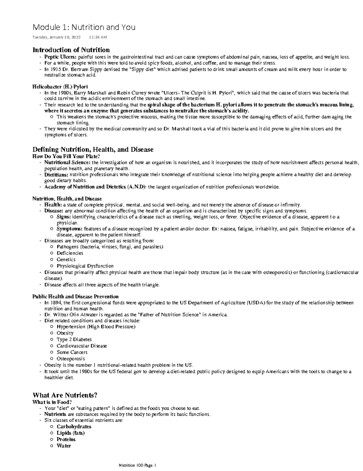 Module 1 Nutrition and You - Introduction of Nutrition Peptic Ulcers ...
