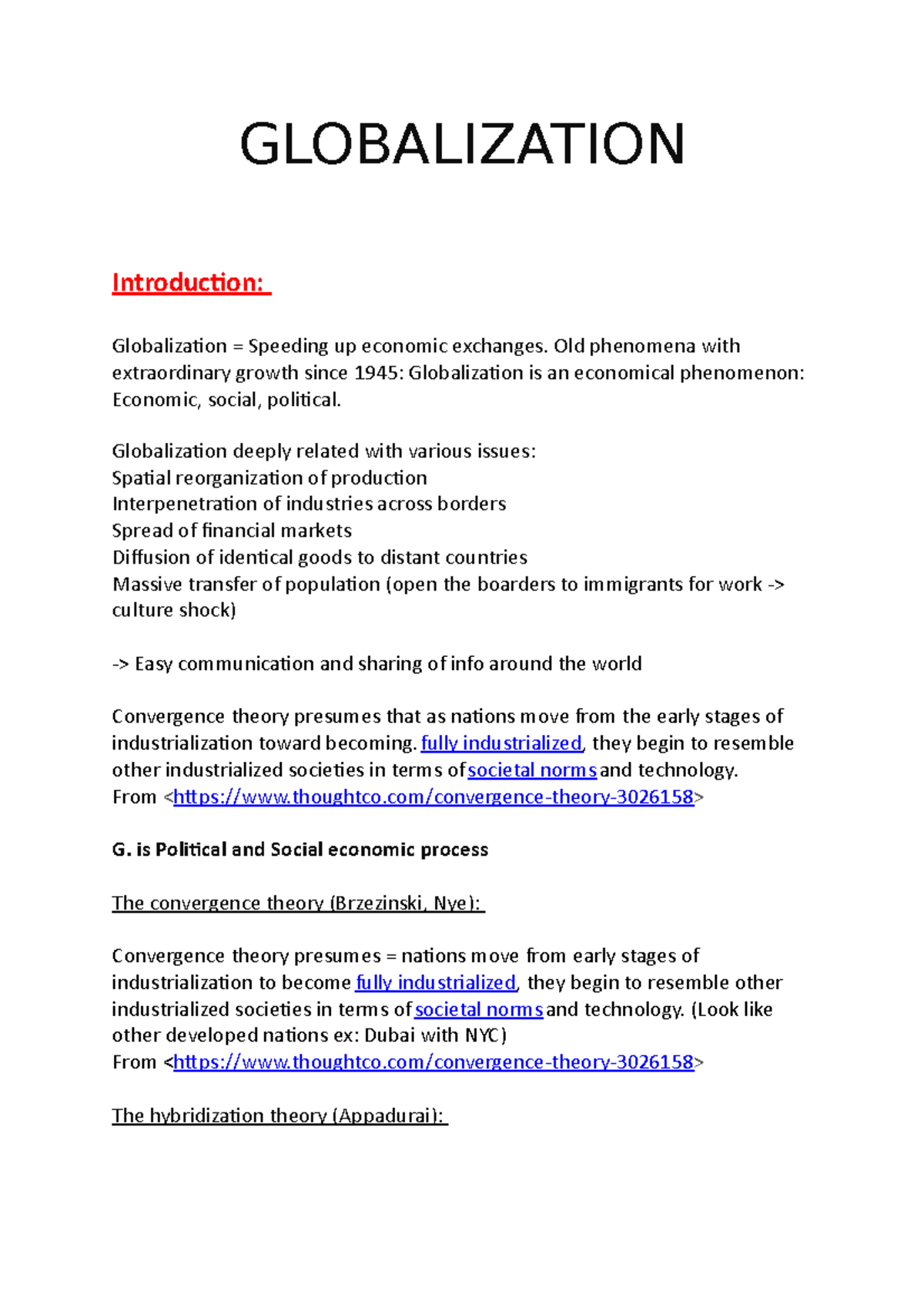 Globalization notes 2022 - GLOBALIZATION Introduction: Globalization ...