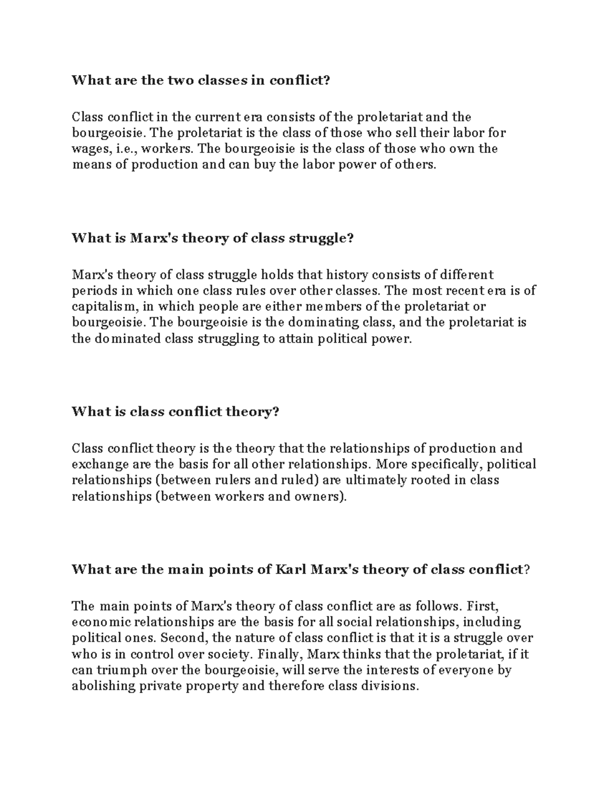 Marx ans - this will help you understand class struggle - What are the ...