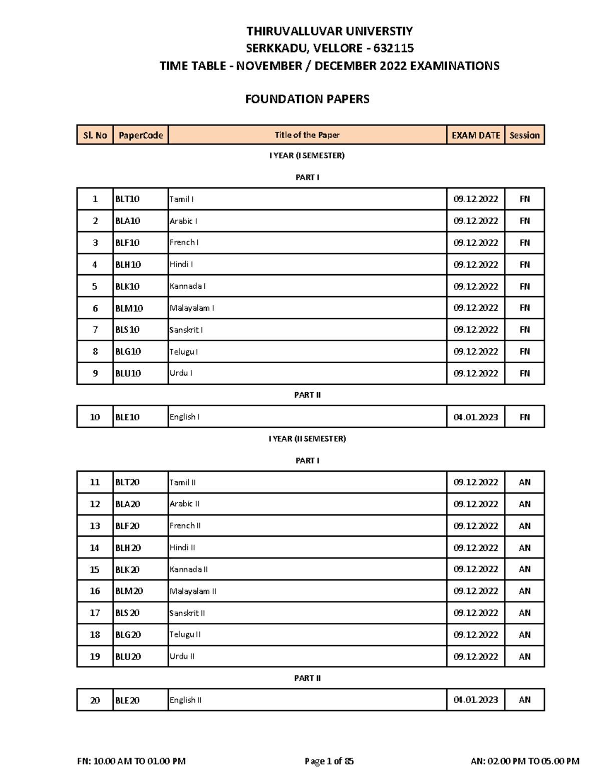 TIME Table NOV-DEC 2022 2017-UG - SERKKADU, VELLORE - 632115 TIME TABLE ...