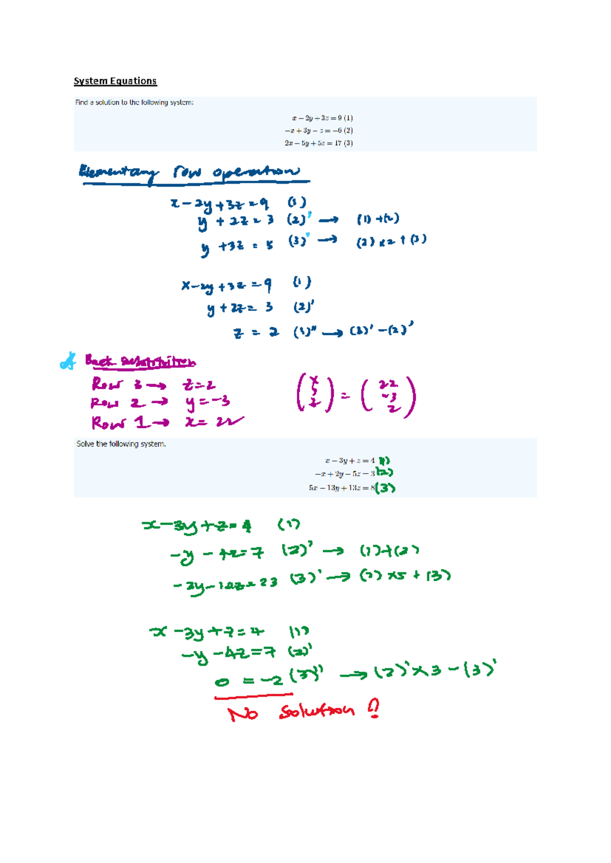 System Equations (Annotated) - School of Mathematical Science - System ...