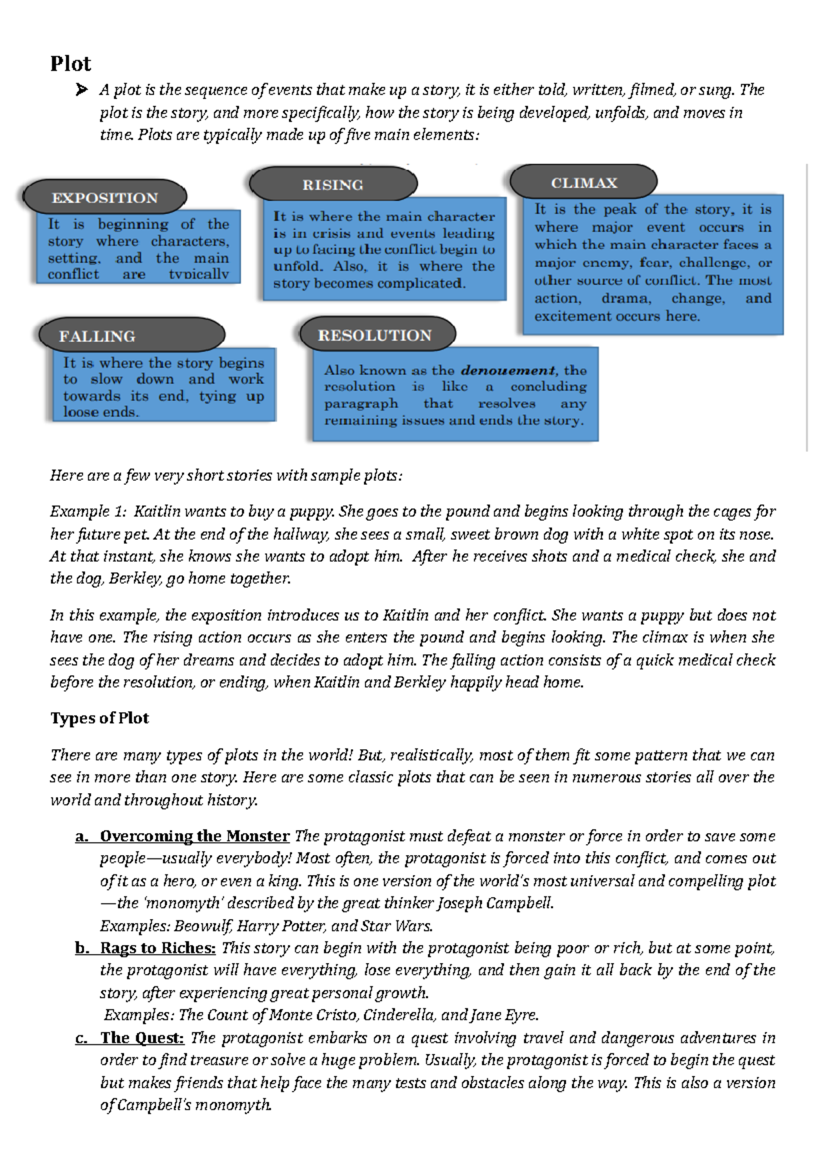 Creative NON- Fiction - Plot A plot is the sequence of events that make ...