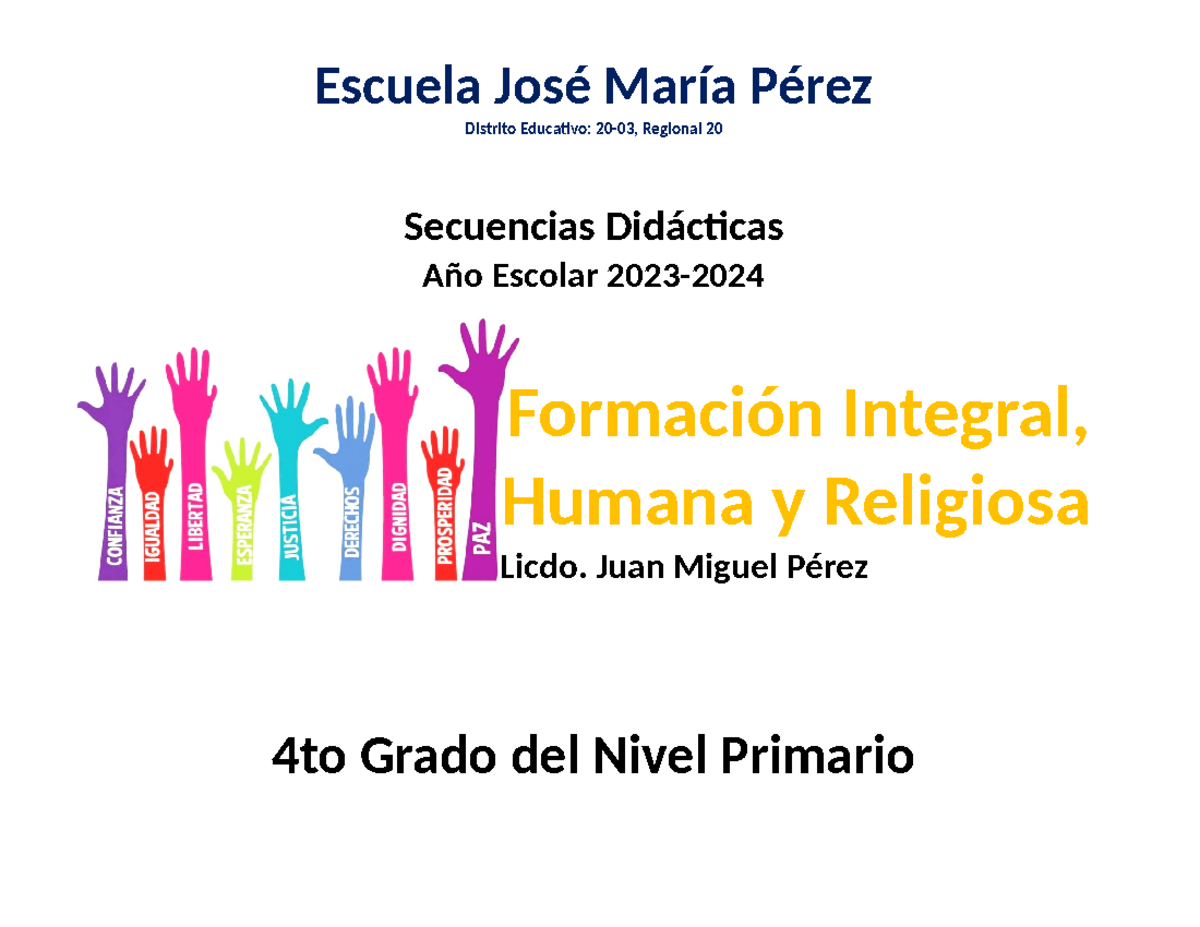 Formacion Humana 2do Primaria - Escuela José María Pérez ...