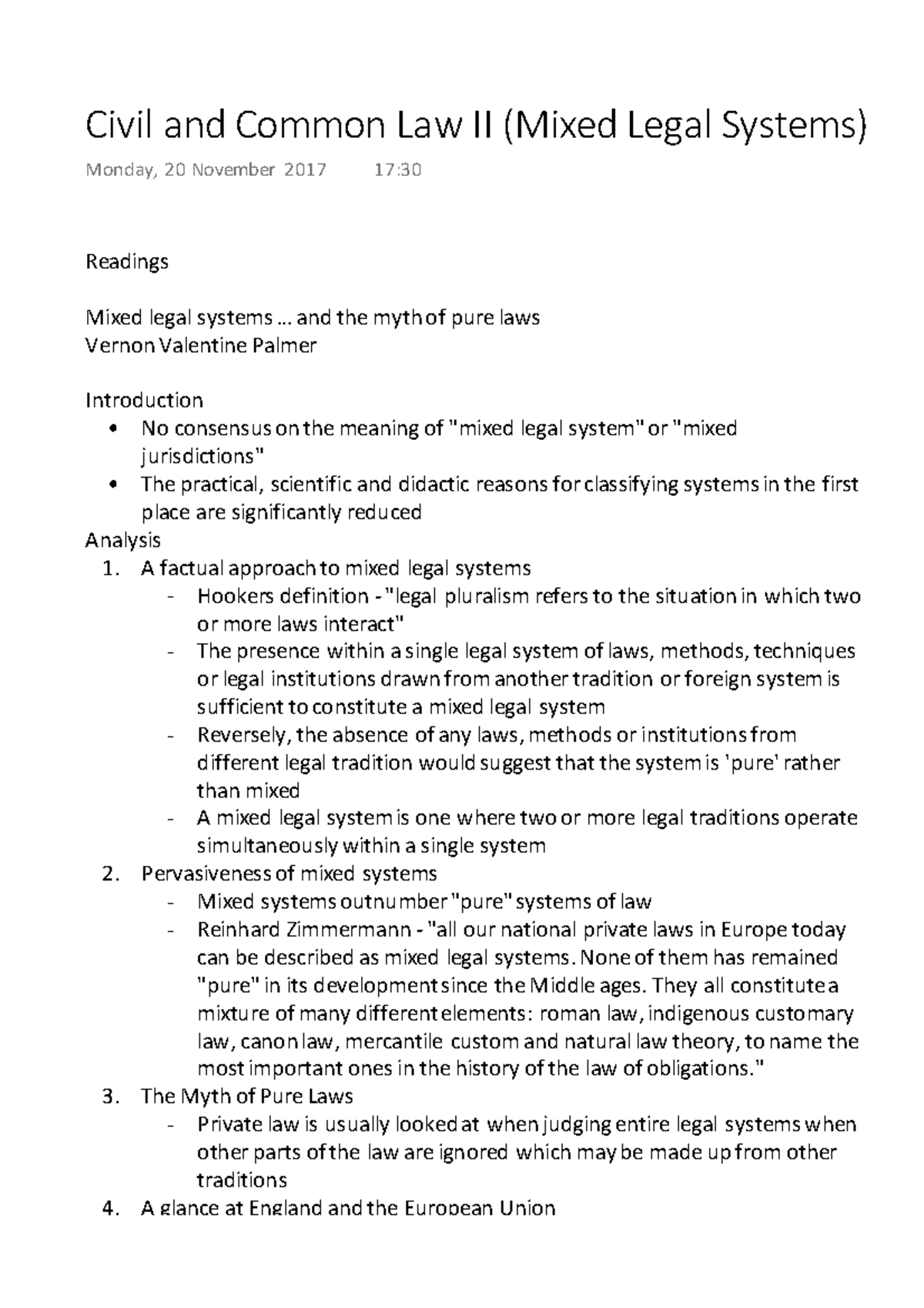 Legal systems lecture 7 Civil and Common Law II (Mixed Legal Systems ...