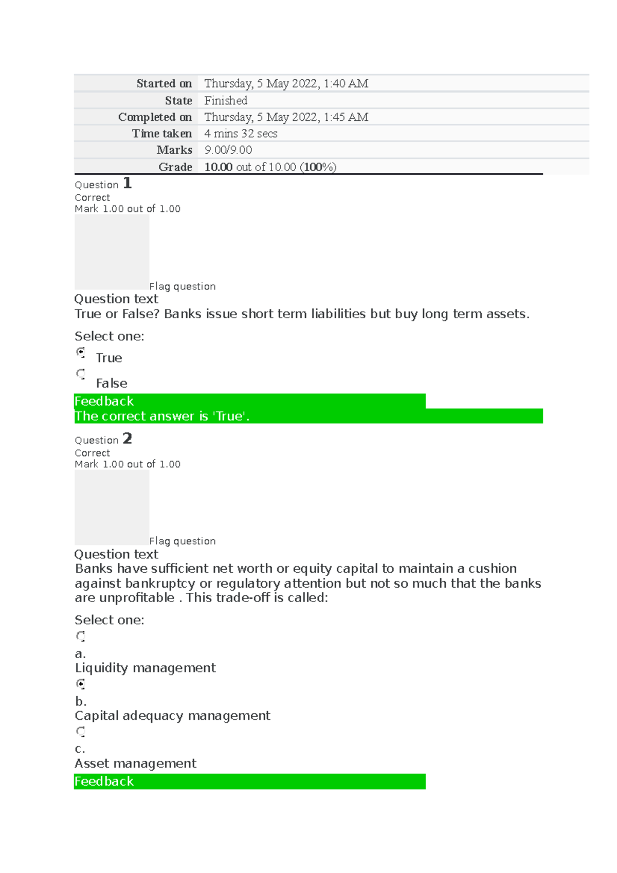 Bus 2203 unit 4 self quiz - Started on Thursday, 5 May 2022, 1:40 AM State Finished Completed on ...