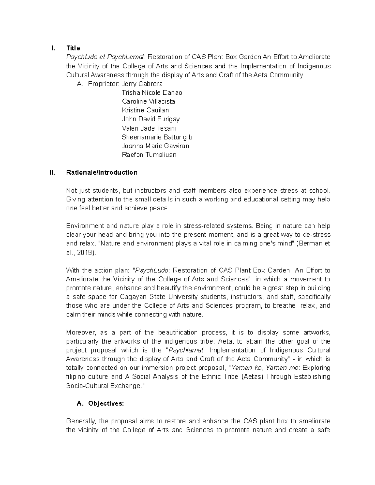 Project Proposal for CAS - I. Title Psychludo at PsychLamat ...