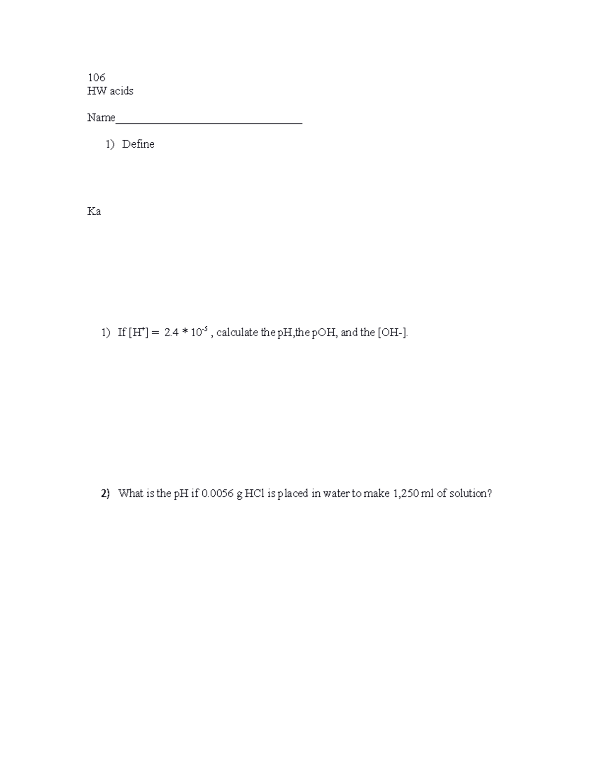 HWacids 106f23 - N/A - 106 HW acids Name ...