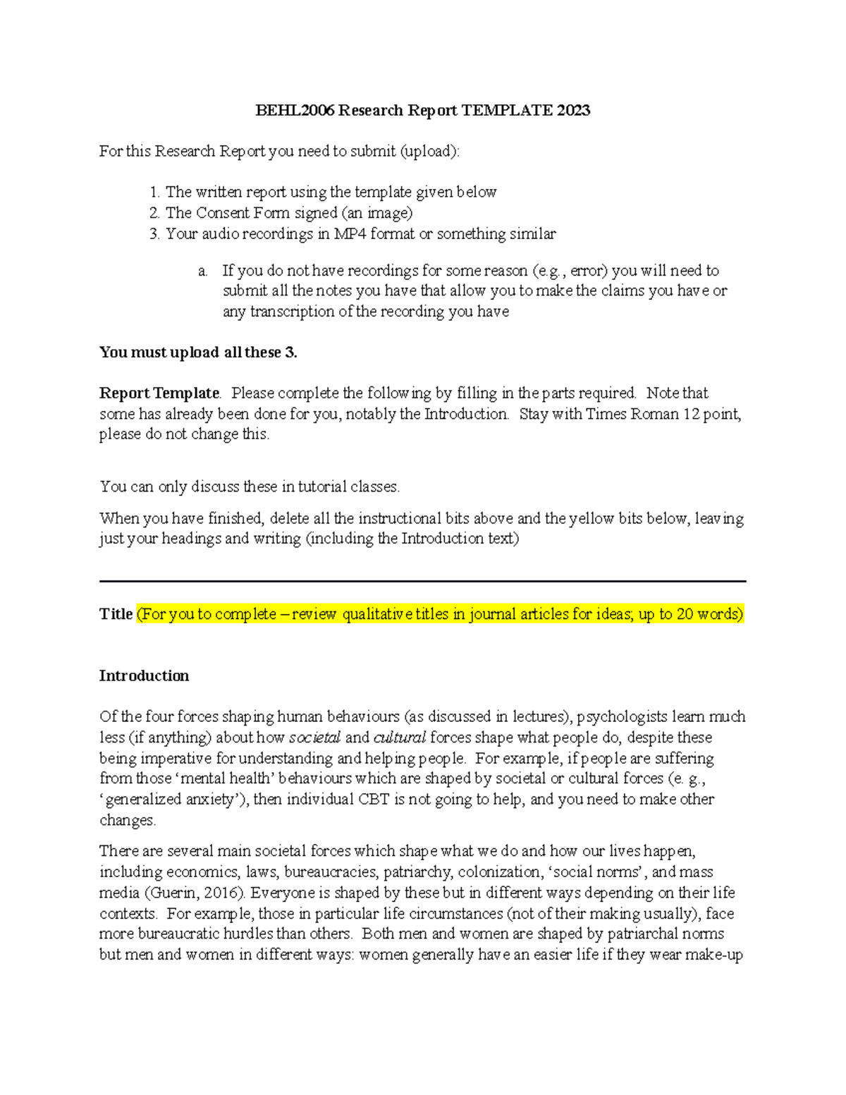 2023 Template BEHL2006 Research Report - BEHL2006 Research Report ...