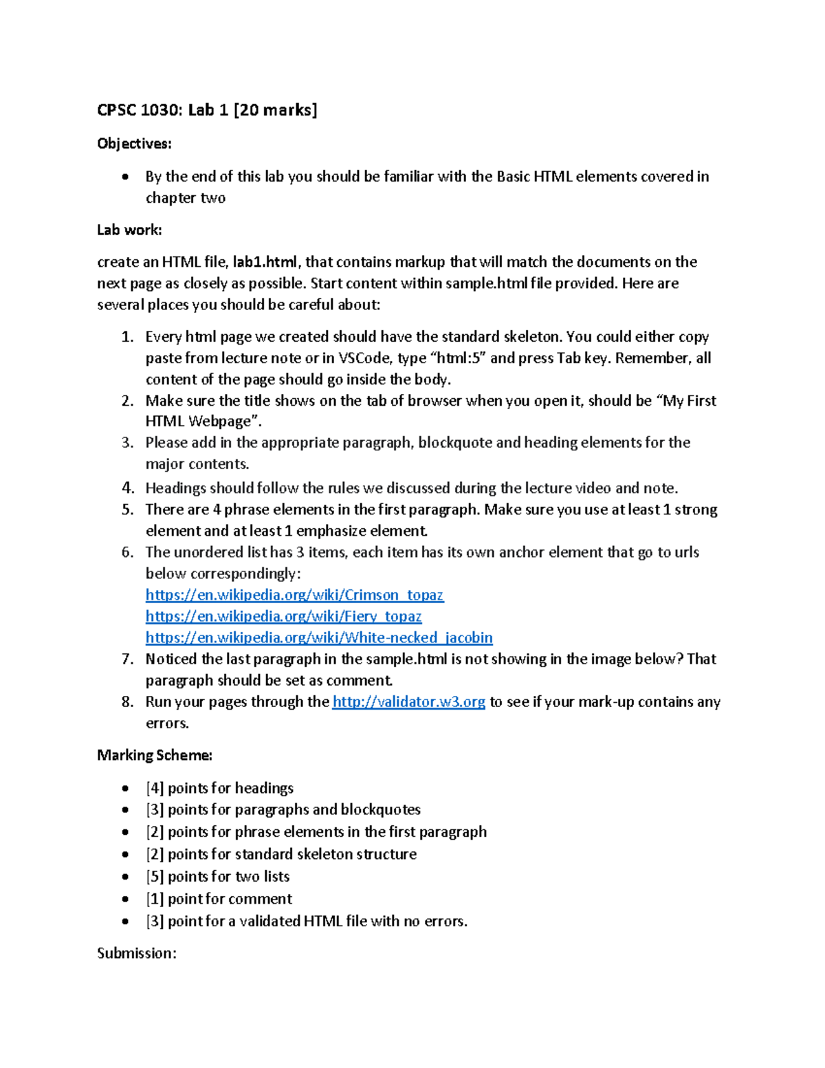 Lab1 - CPSC 1030: Lab 1 [20 marks] Objectives: By the end of this lab you should be familiar ...