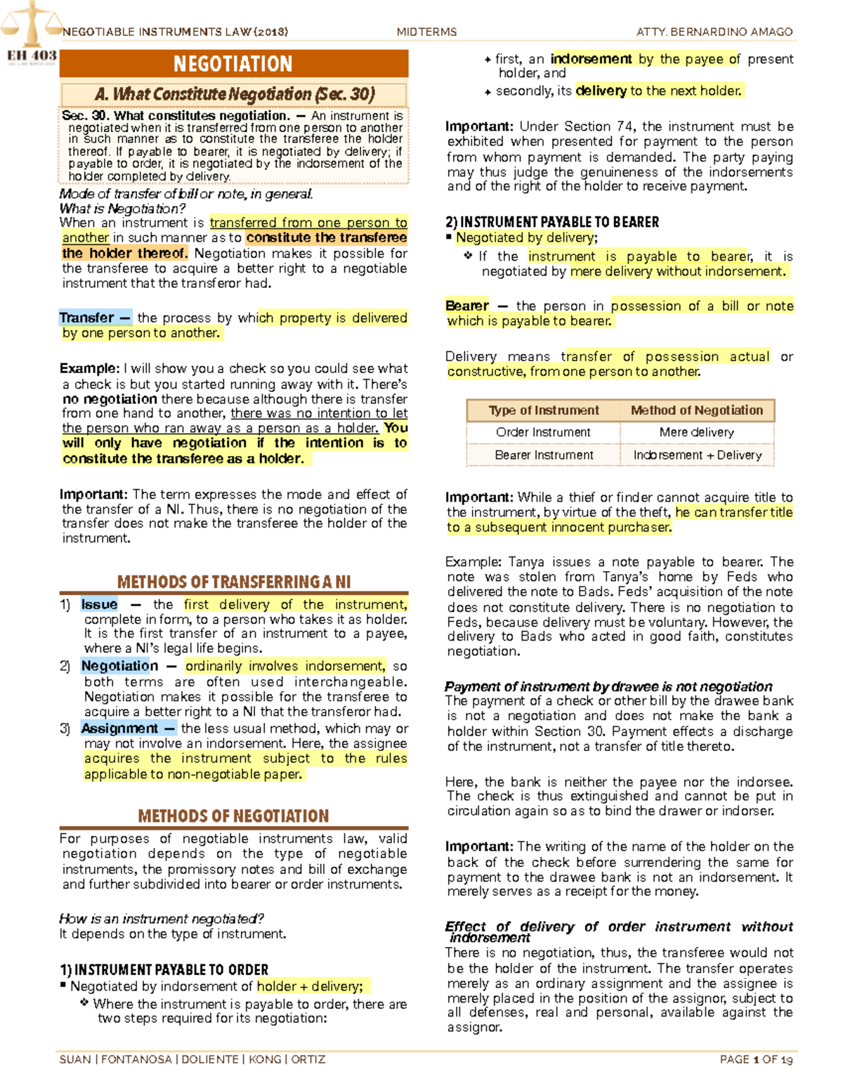 2018 Negotiation NIL 2031 - Business Law - San Carlos - Studocu