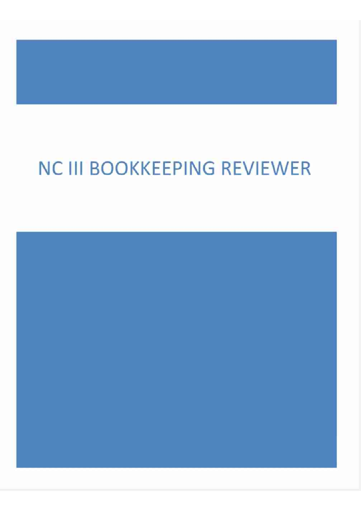 NC III Bookkeeping Reviewer - Catch-up Friday Teaching Guide - Studocu