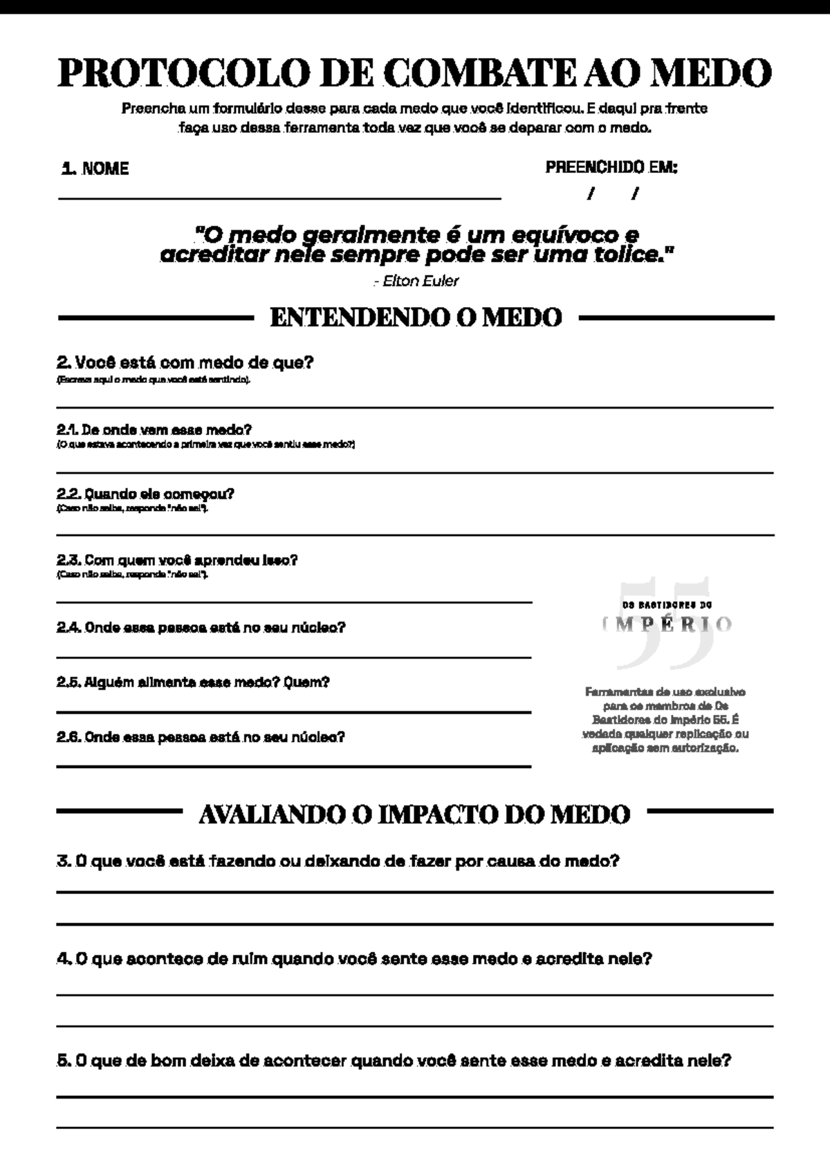 Protocolo de Combate ao Medo - Ferramentas de uso exclusivo para os membros de Os Bastidores do ...
