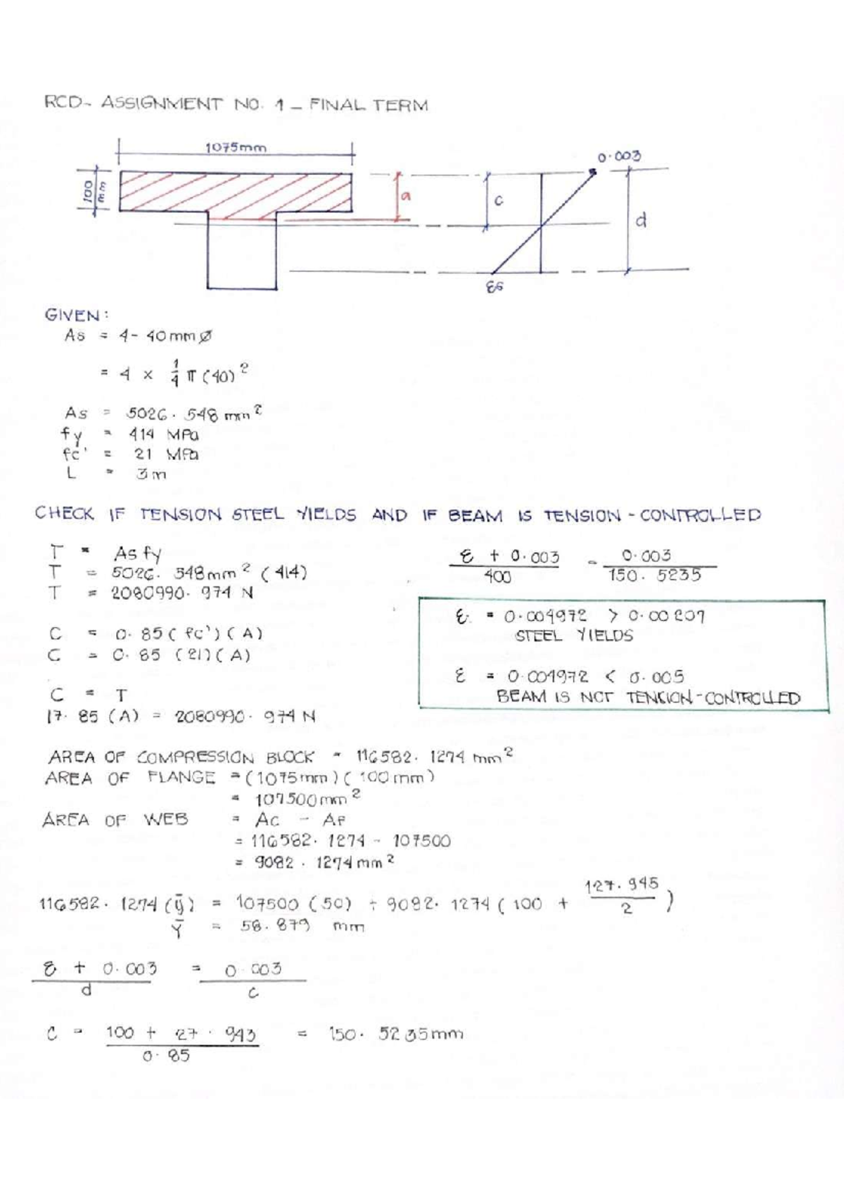 RCD Assignment - Bachelor of Science in Civil Engineering - Studocu