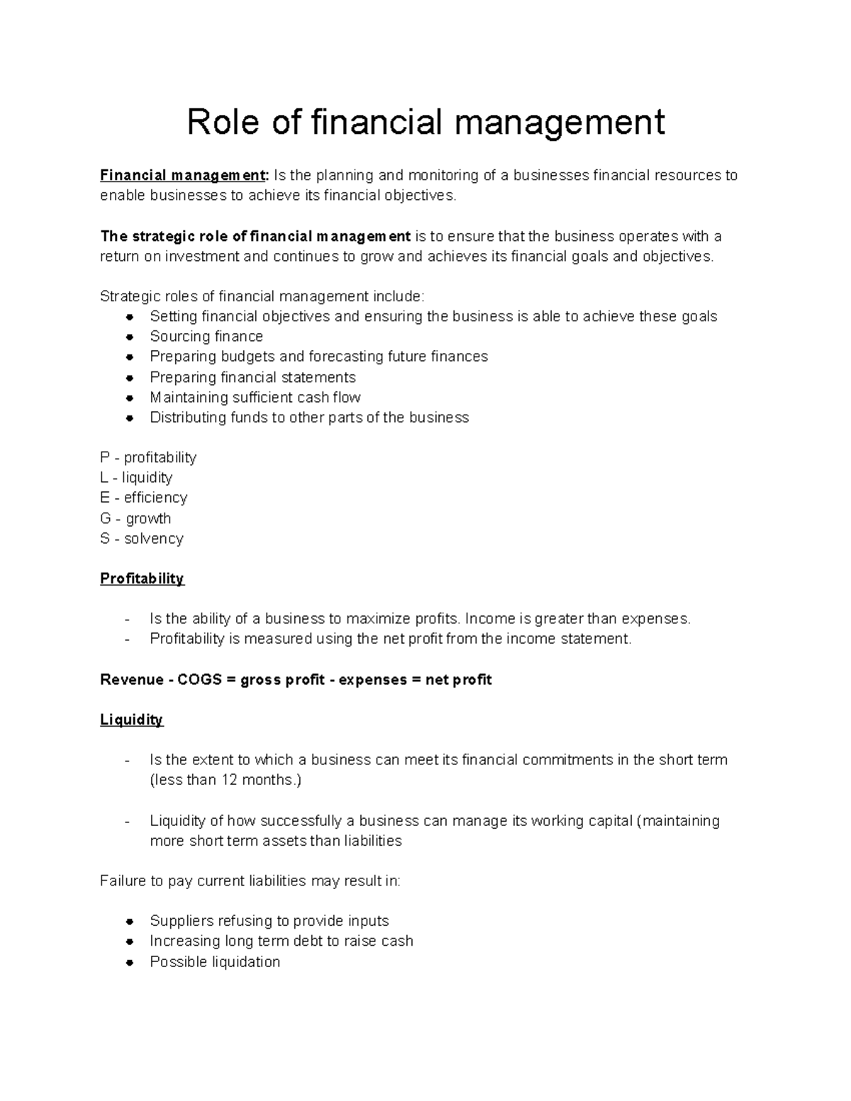 Role of financial management - Role of financial management Financial ...