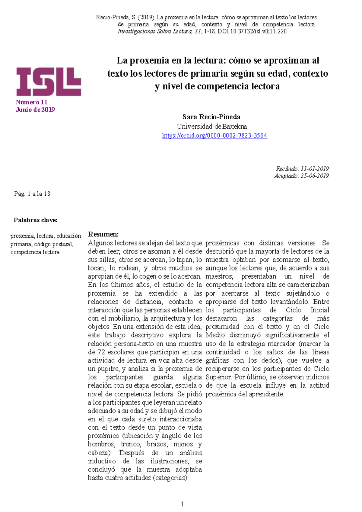 Dialnet-La Proxemia En La Lectura-7172774 - Recio-Pineda, S. (20 19 ...