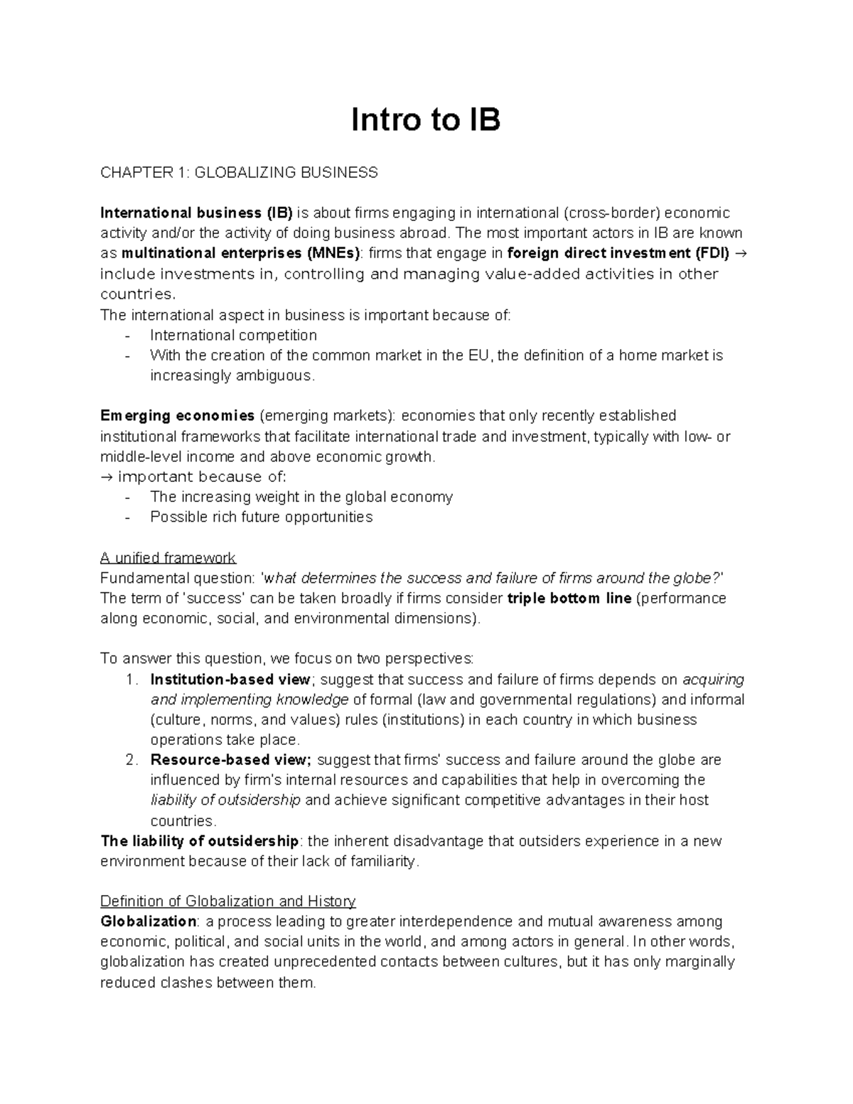 Intro to IB - Intro to IB CHAPTER 1: GLOBALIZING BUSINESS International business (IB) is about ...