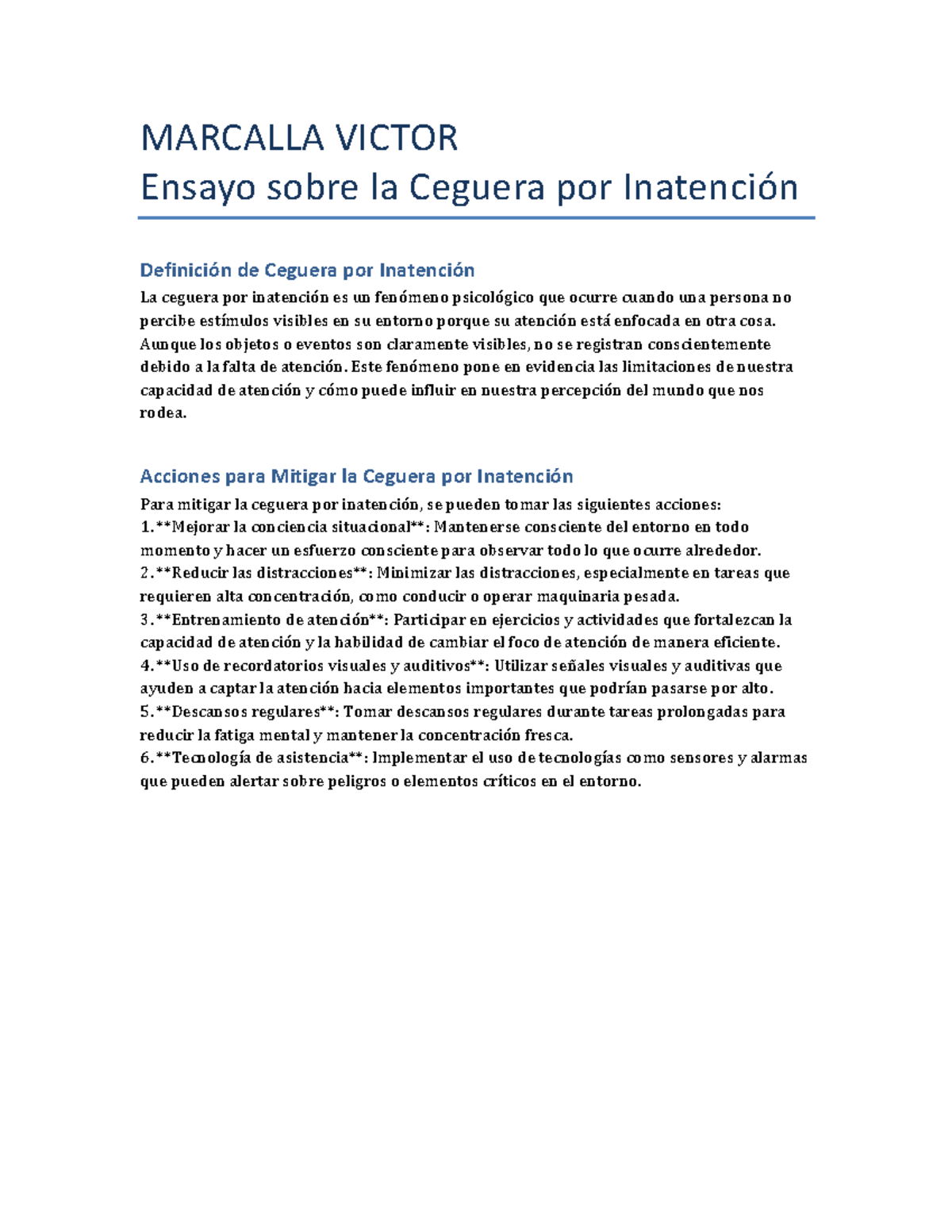 Ensayo Ceguera por Inatencion 10 - MARCALLA VICTOR Ensayo sobre la ...