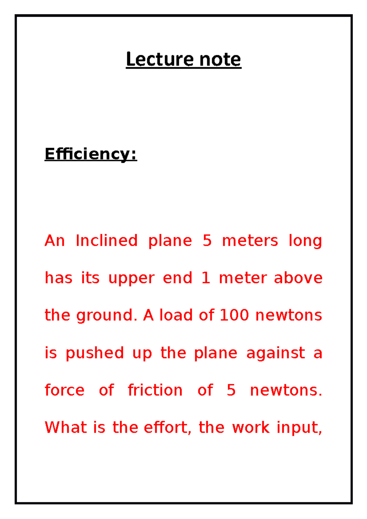 Lecture note of Efficiency with Examples - Lecture note Efficiency: An ...