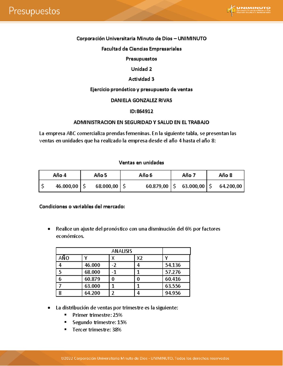 Presupuesto 2 - Corporación Universitaria Minuto de Dios – UNIMINUTO Facultad de Ciencias - Studocu
