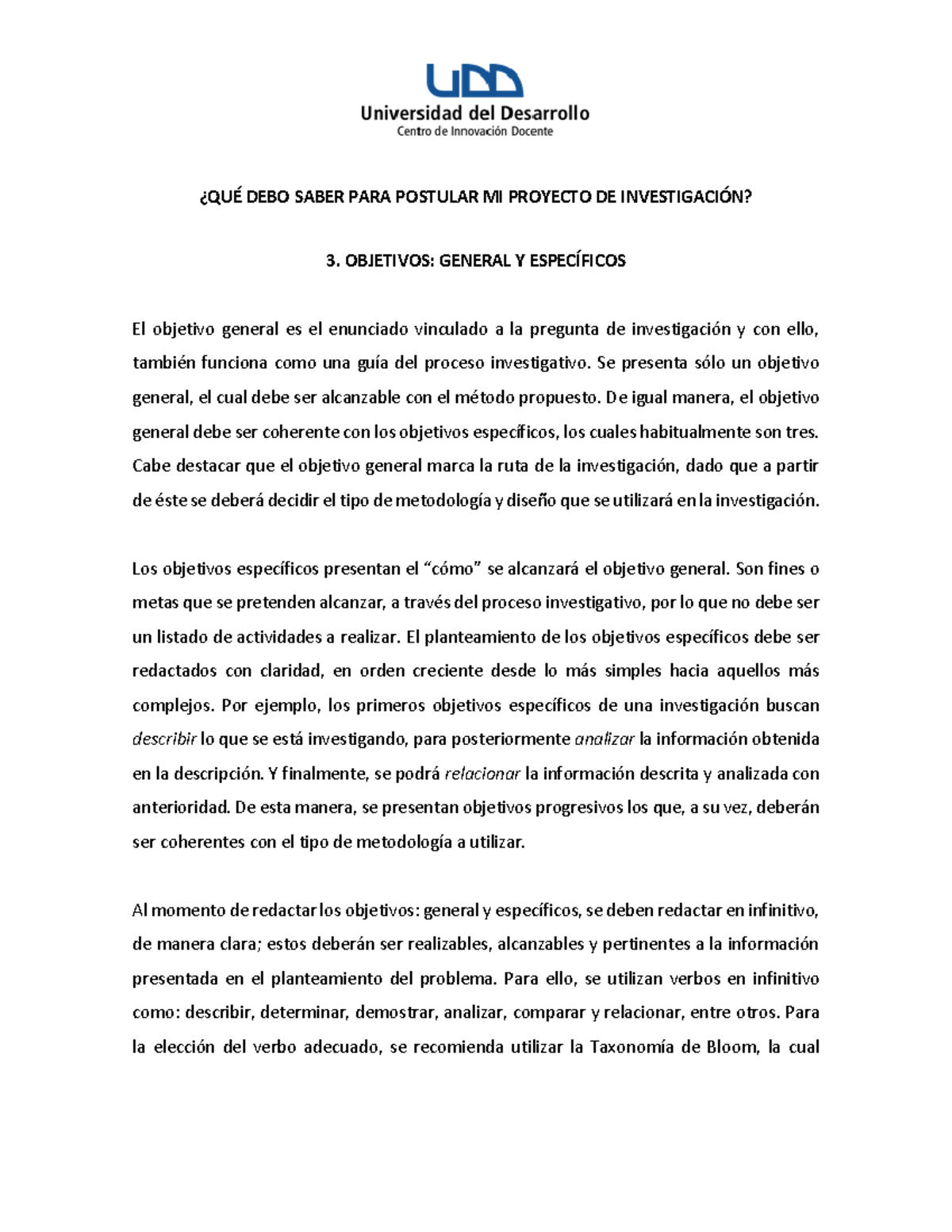 Objetivos generales - ¿QUÉ DEBO SABER PARA POSTULAR MI PROYECTO DE ...