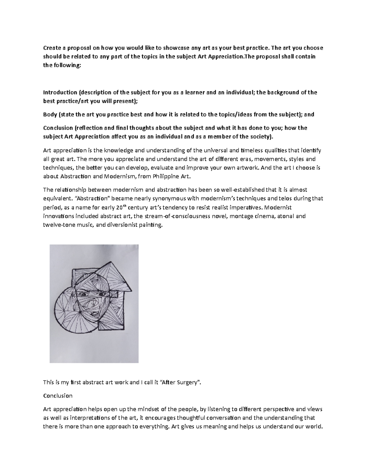 RB TASK Performance-ART - Create a proposal on how you would like to ...