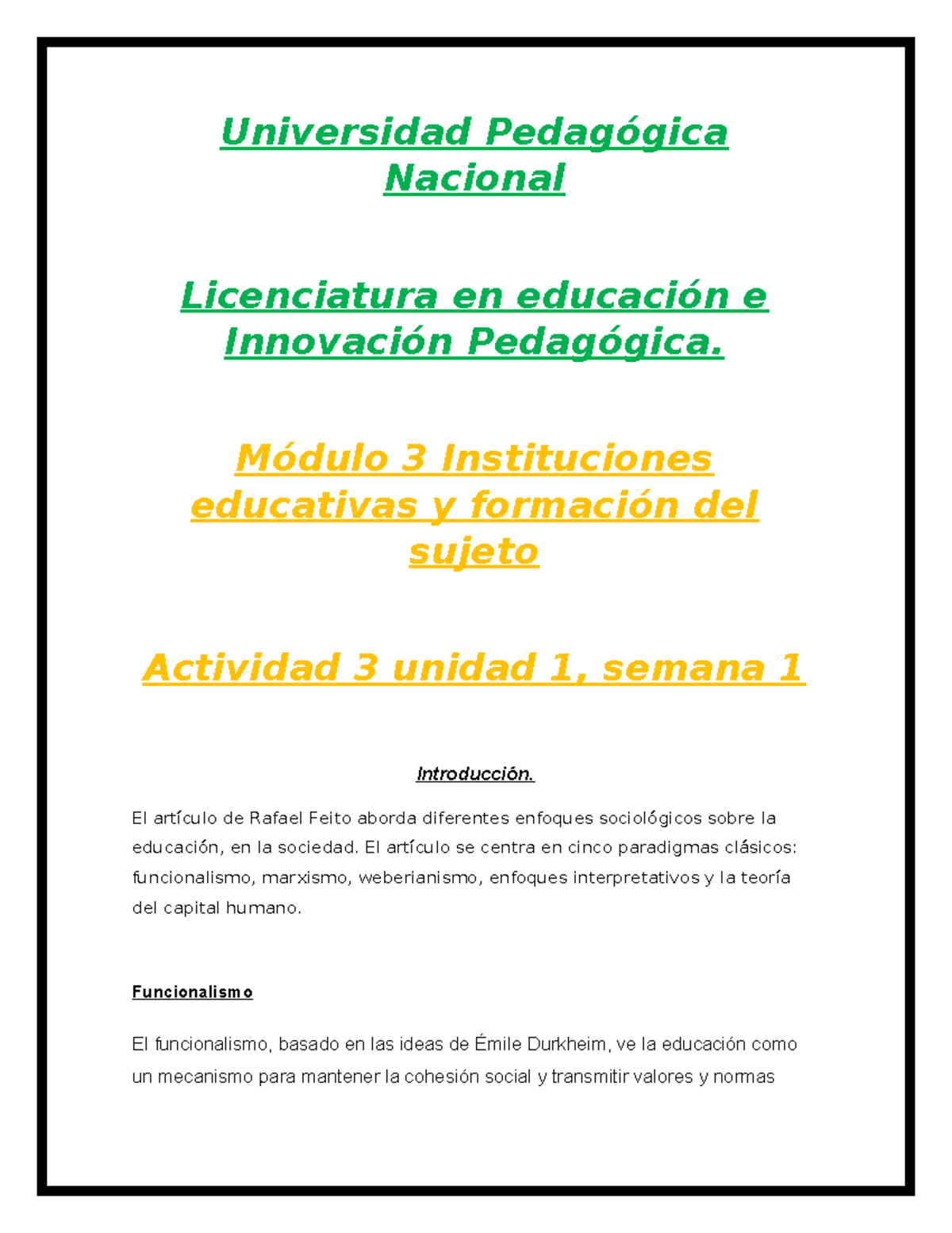 Entrevista - Tarea de entrega modulo 10 - Universidad Pedagógica Nacional Licenciatura en ...