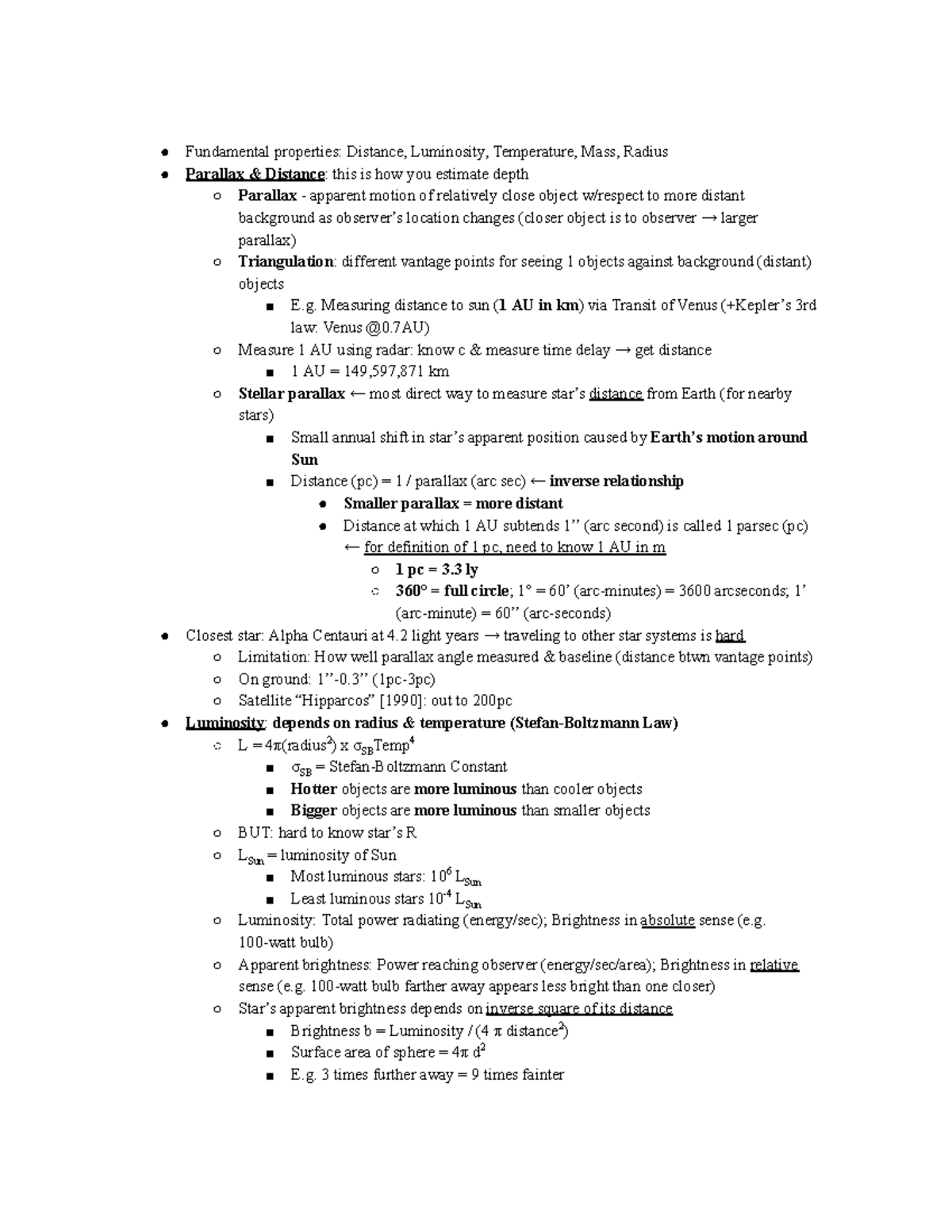 Quarks to cosmos final exam study guide - Fundamental properties: Distance, Luminosity, - Studocu
