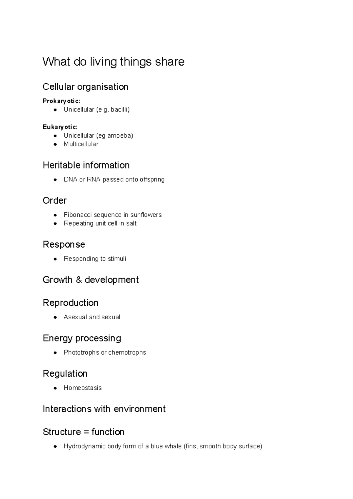 Lecture 1 N&E - What do living things share Cellular organisation ...