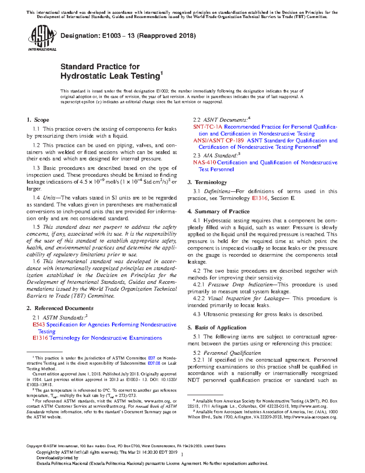 ASTM E-1003 (2013 ) (R2018 ) - Designation: E1003 − 13 (Reapproved 2018) Standard Practice for ...
