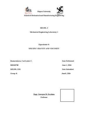 LAB REPORT EXPERIMENT 1 - Mapúa University School of Mechanical and ...