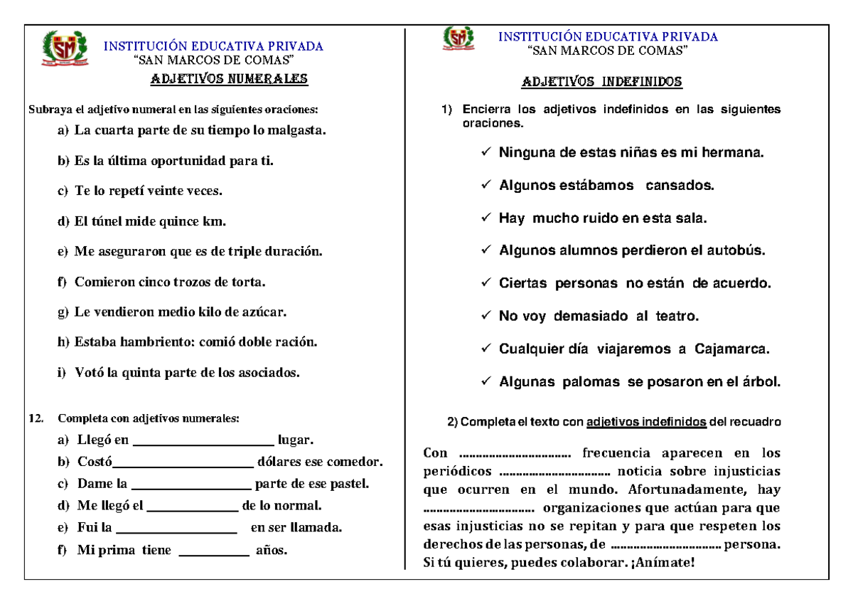 Gramática 3 - Practica Calificada para niños de 3 años - INSTITUCIÓN ...