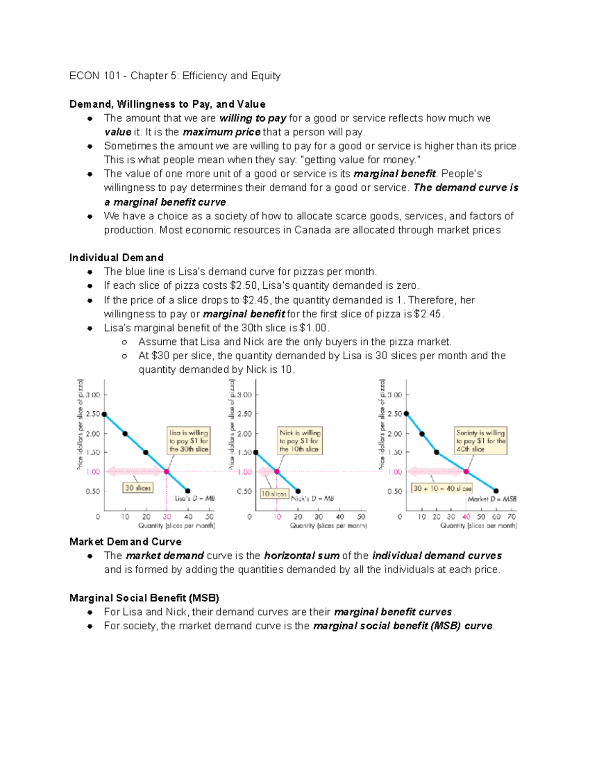 ECON 101 - Chapter 5 Efficiency and Equity - ECON 101 - Chapter 5 ...