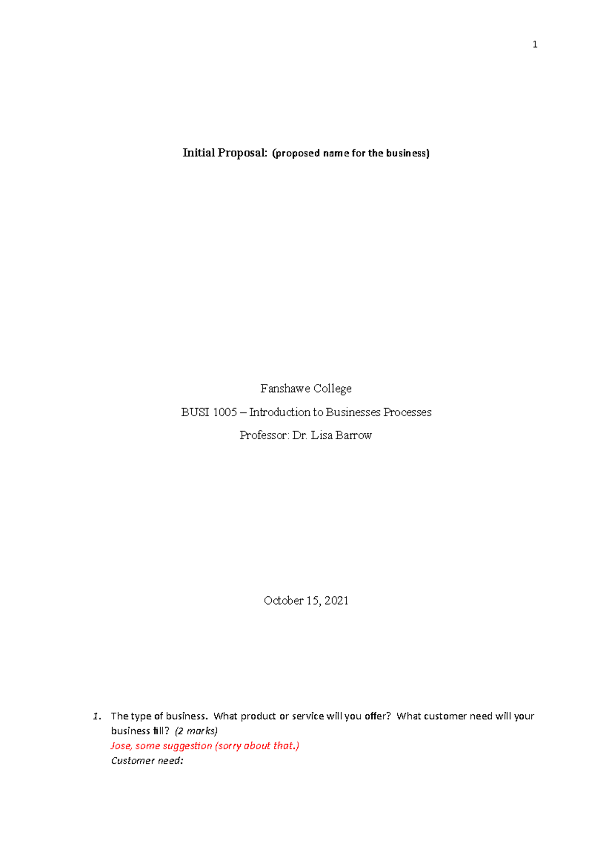 Group project part 1 draft - Initial Proposal: (proposed name for the ...