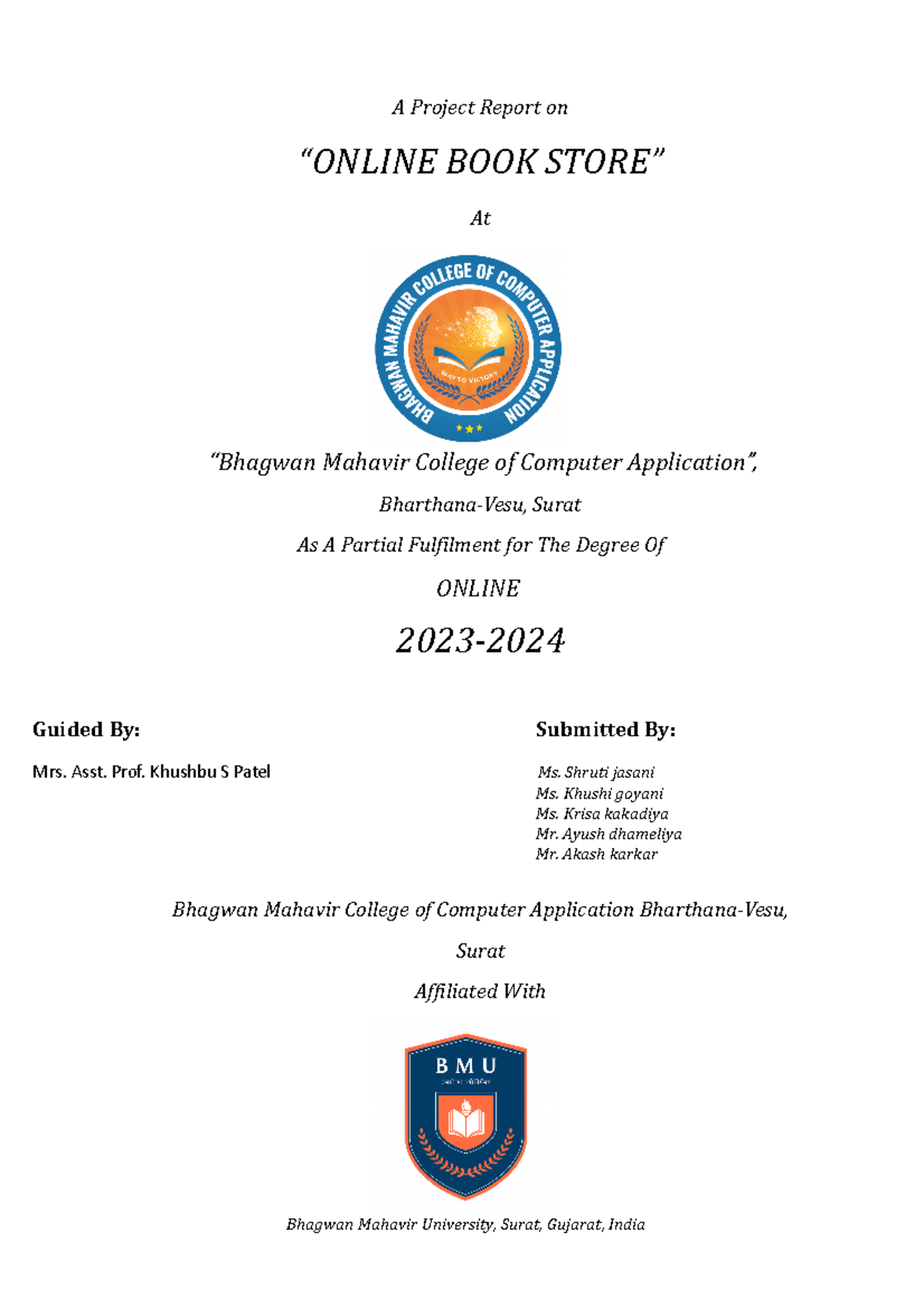 Online Book Store Managemant - ####### A Project Report on “ONLINE BOOK ...