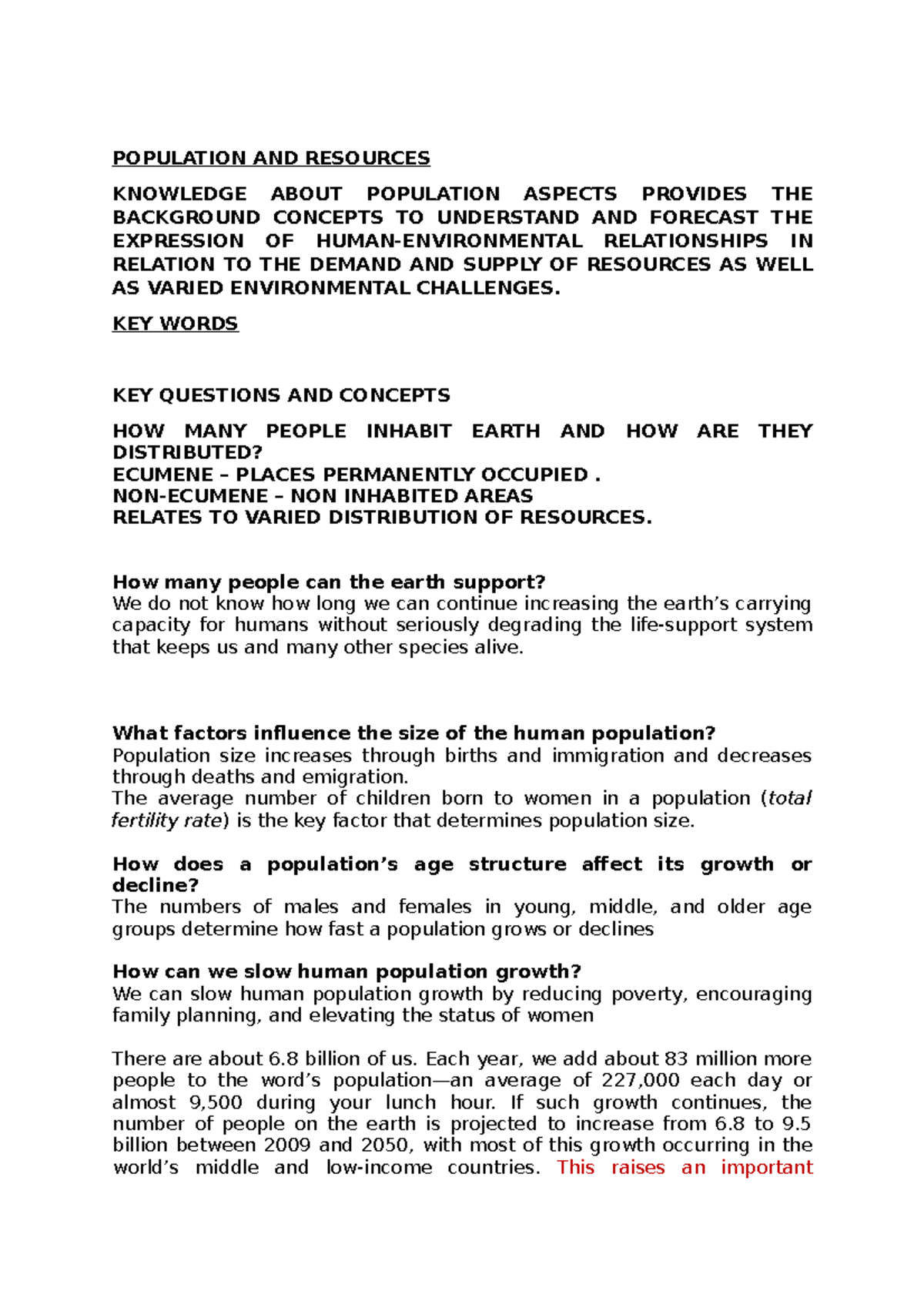 Population and Resource 22 July 2015 - POPULATION AND RESOURCES ...
