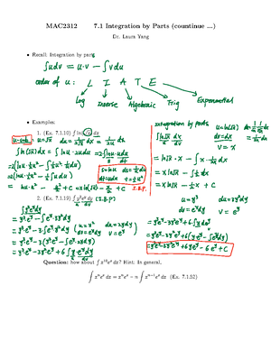 Trigonometric Integrals - MAC 2312 - Studocu